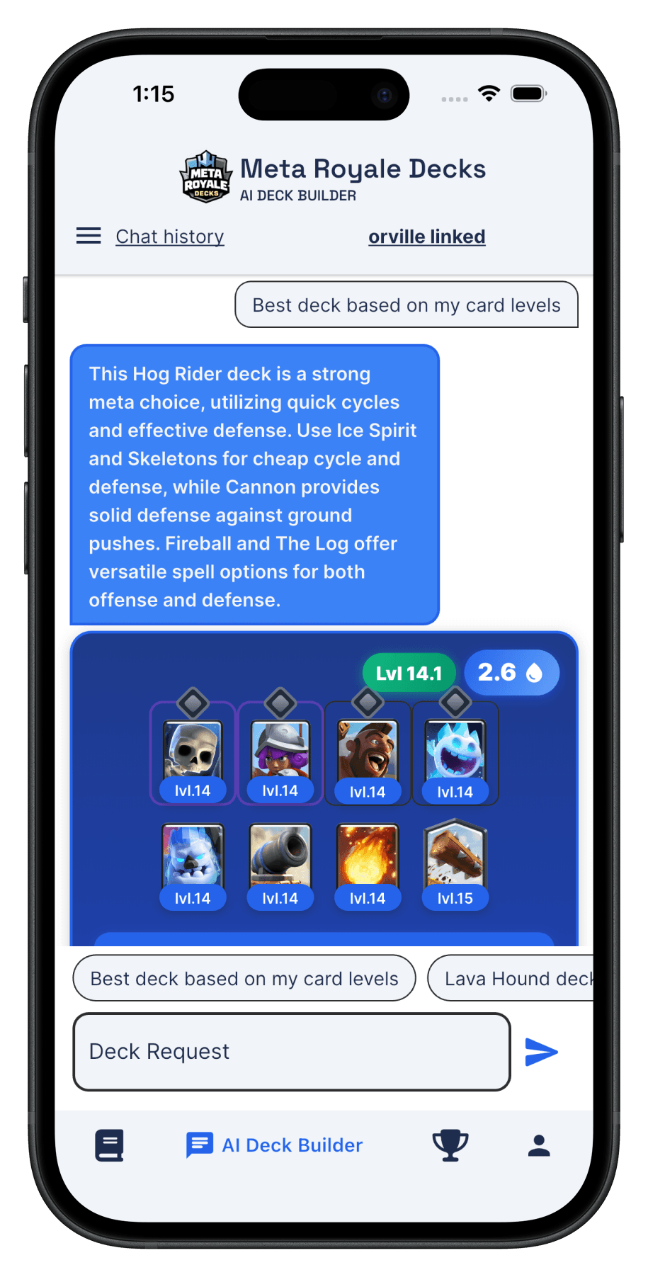 Meta Royale Decks — AI Clash Royale Deck Builder